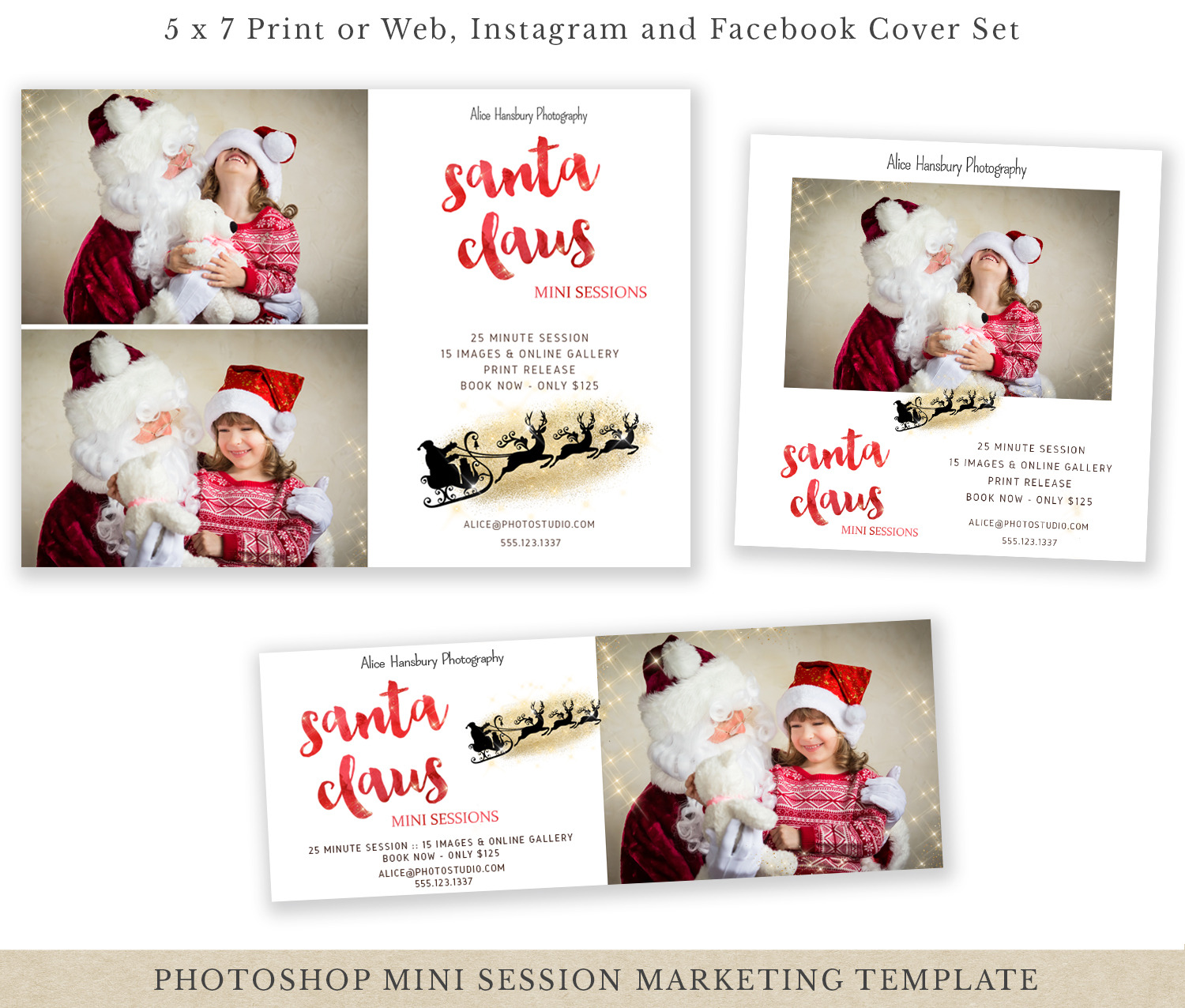 Santa Claus Mini Session Templates, a Flyer Template by MockTurtleStudio