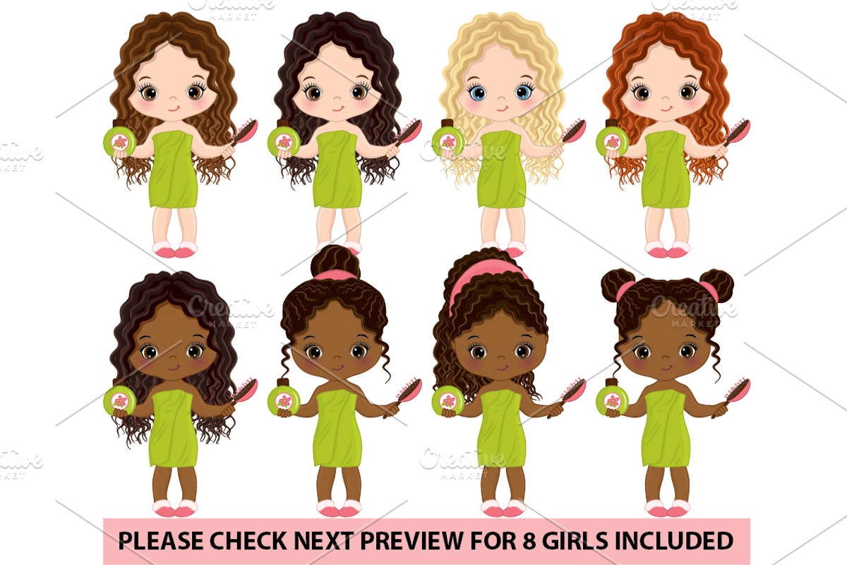 Vector Little Spa Girls Clipart, an Illustration by TheCreativeMill