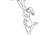 Netball Player Rebounding and Catching the Ball Continuous Line Drawing ...