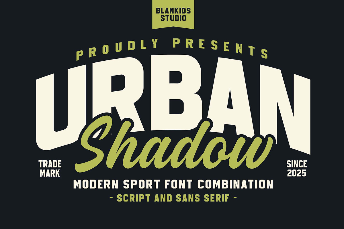 Urban Shadow a Modern Sport Font, a Sans Serif Font by Blankids Studio