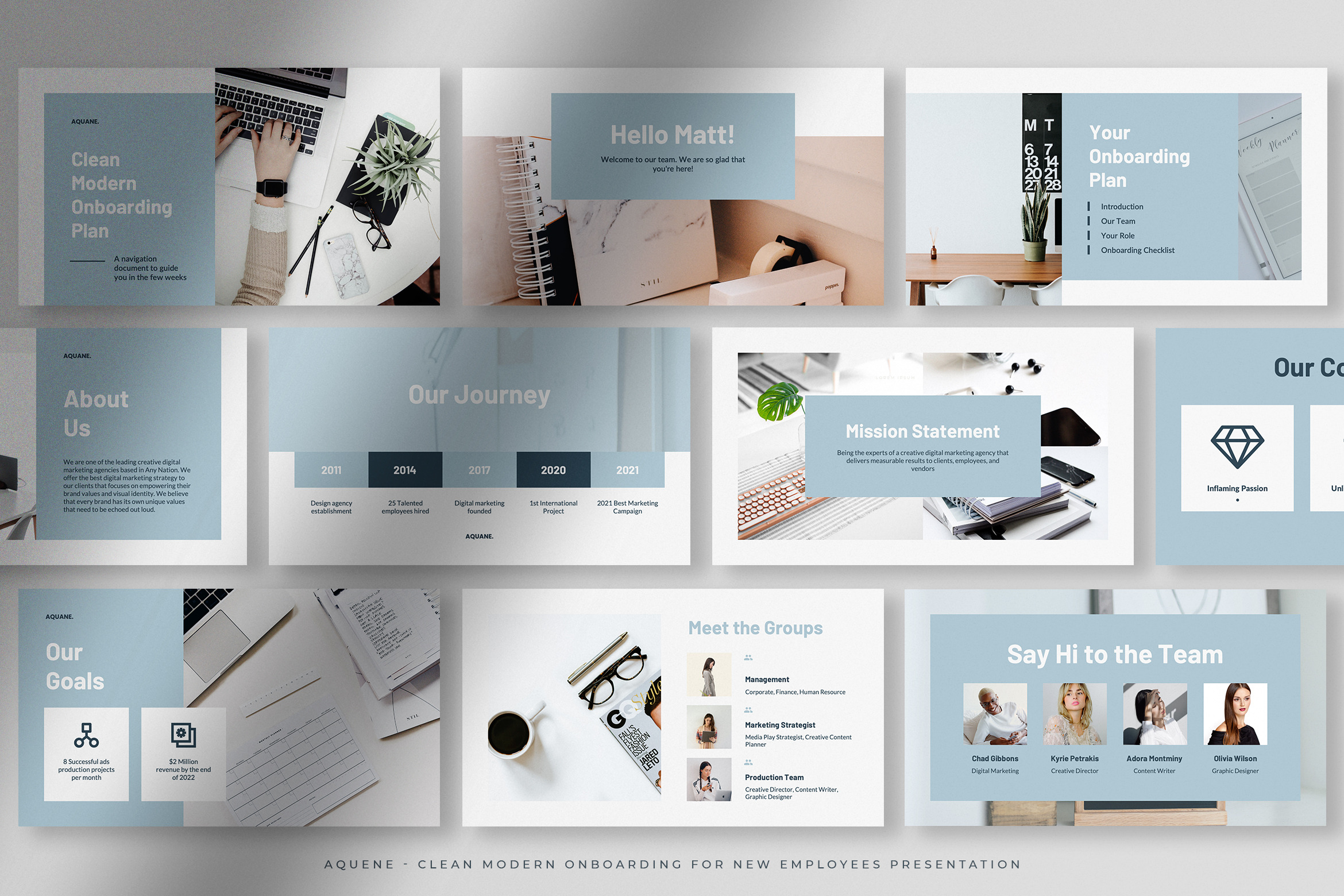 Aquene – New Employee Presentation, a Presentation Template by peterdraw