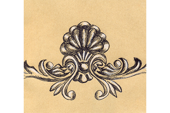 Vintage floral stucco sketched art, a Decorative Illustration by Art By ...