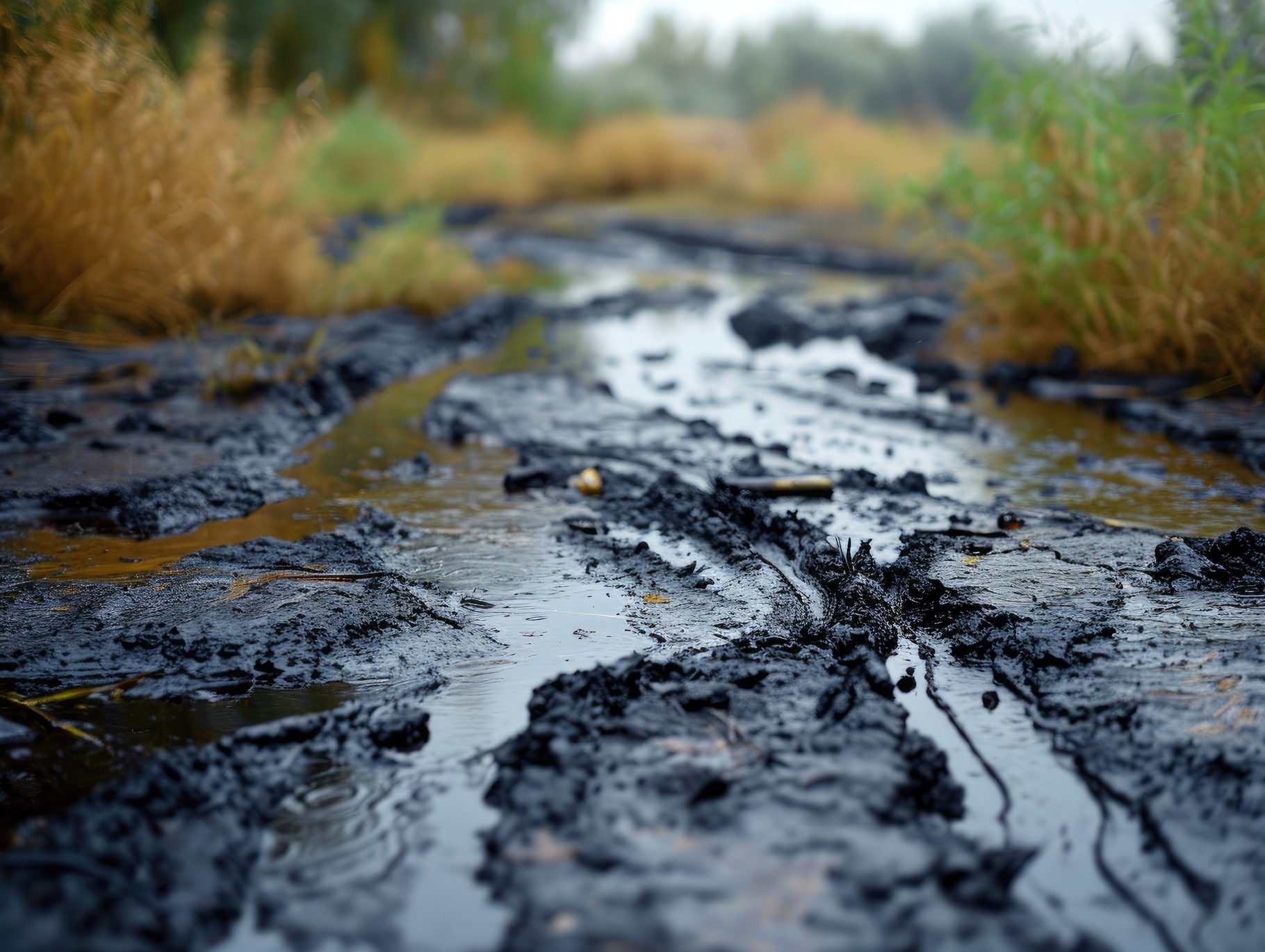 Crude oil spills on land, pollution | Nature Stock Photos ~ Creative Market