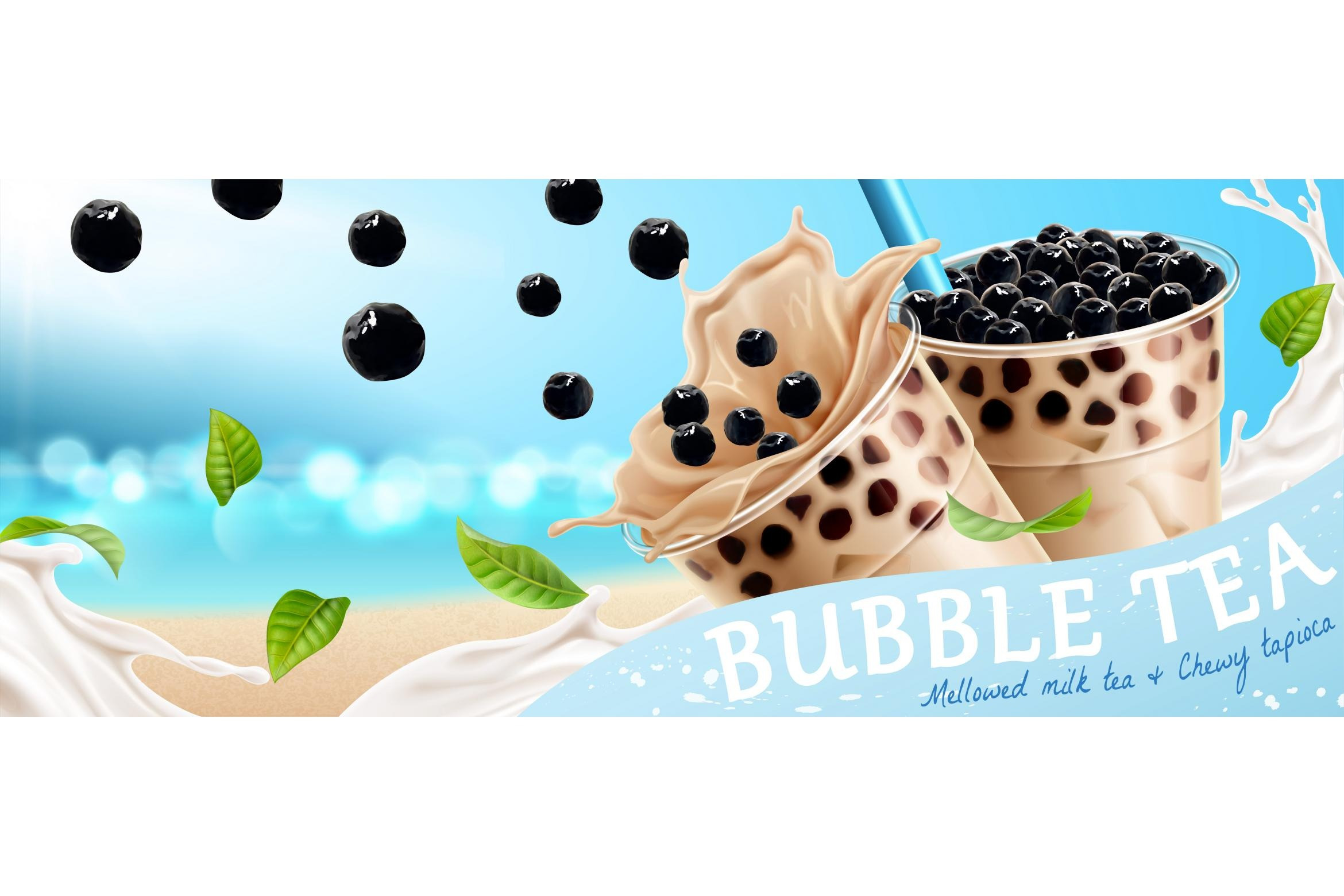 Bubble tea banner ads | Food Illustrations ~ Creative Market