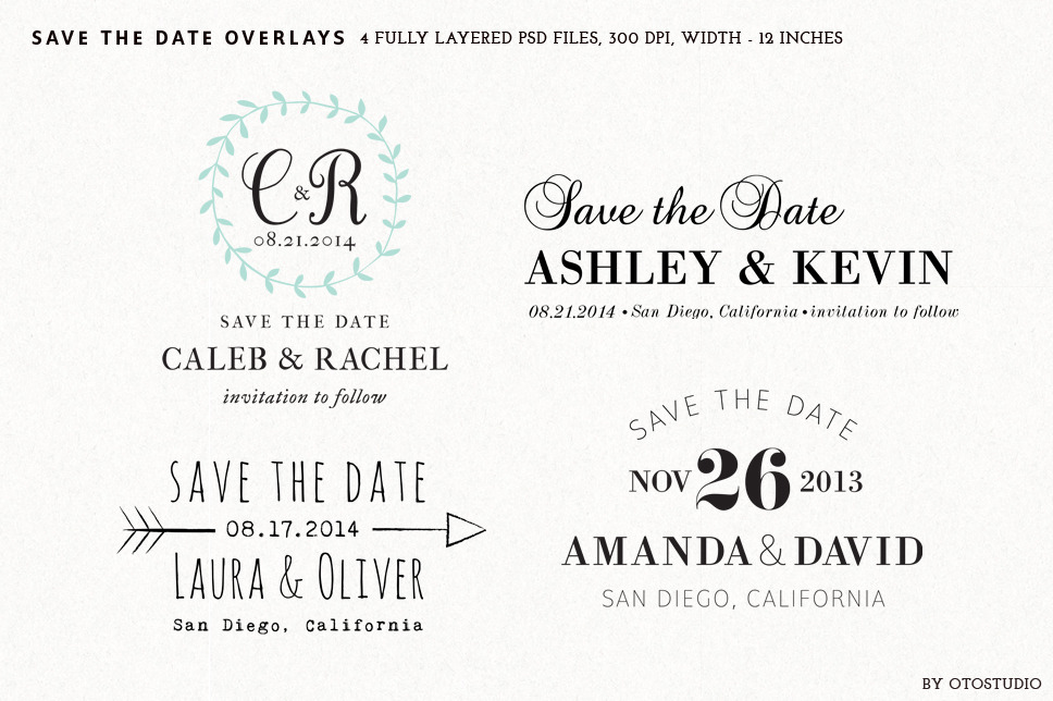 Save the Date Overlays - Set 3, an Object Graphic by OtoStudio