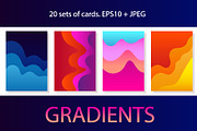 Gradients. 20 Sets of Colorful Cards, a Card Template by Svetlana Kononova