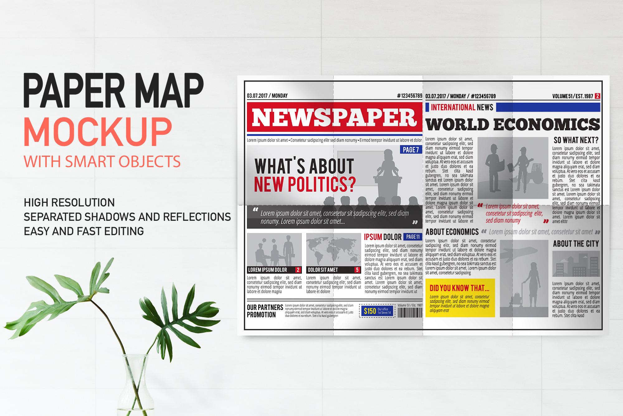 PAPER MAP MOCKUP | Product Mockups ~ Creative Market