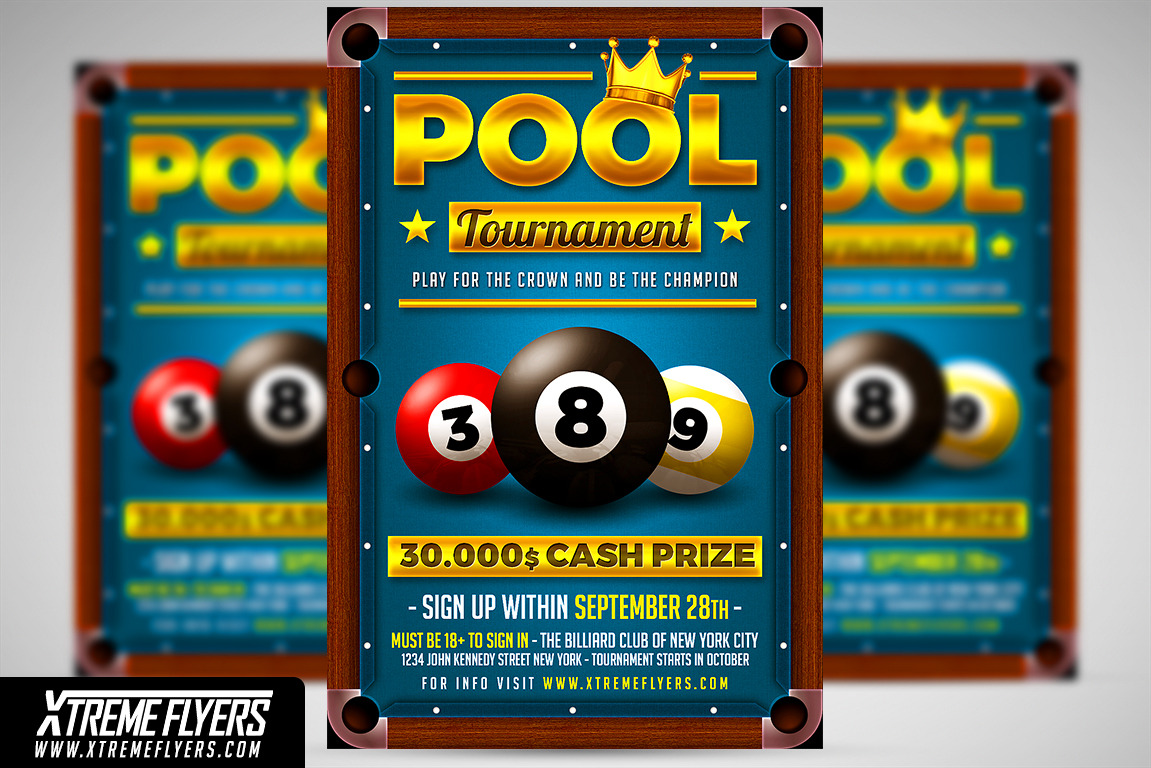Pool Billiard Flyer Template, a Flyer Template by XtremeFlyers