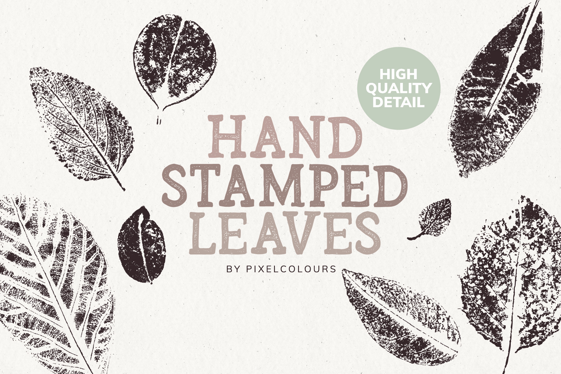Hand Stamped Leaves Vectors