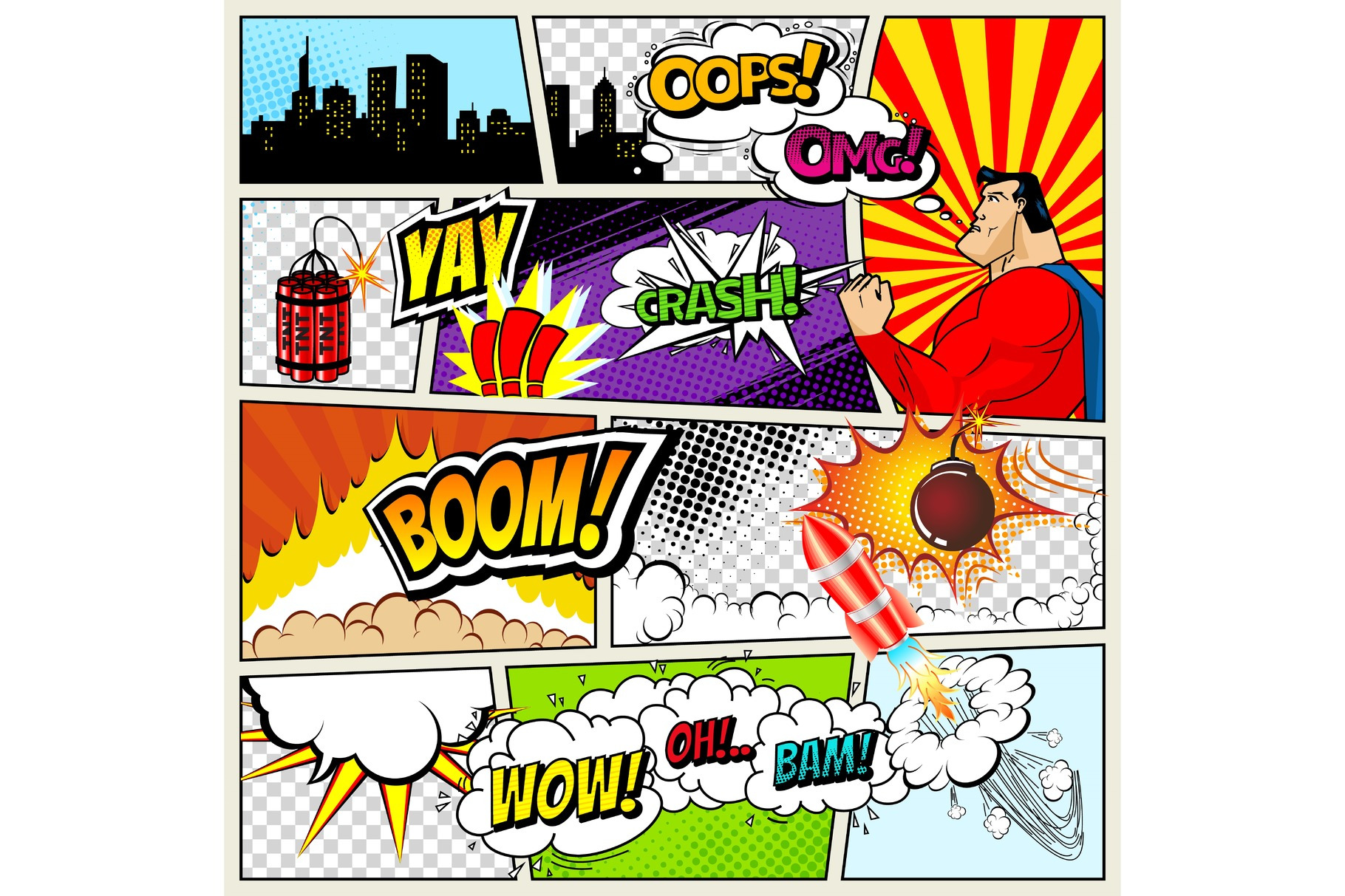 Comics Template. Vector Retro, an Illustration by Things for designers