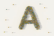 Large group of people forming letter, an Education Illustration by Tampatra