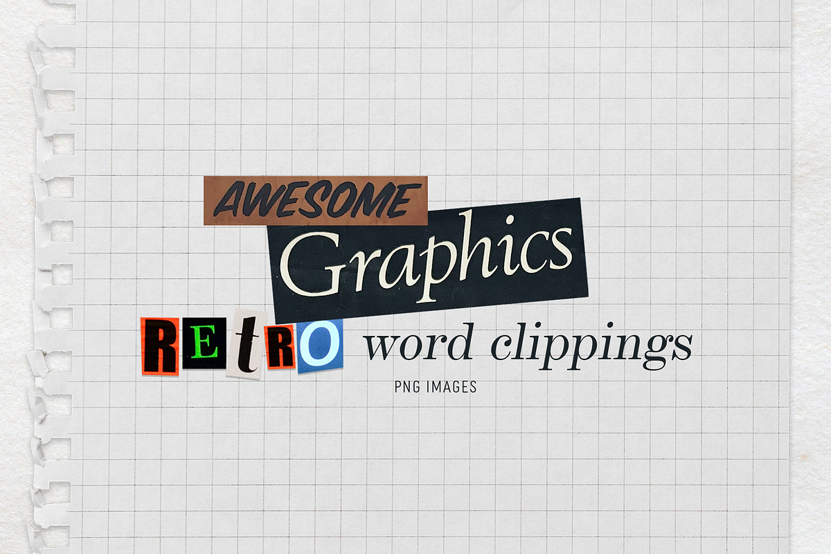Retro Word Clippings for Collages