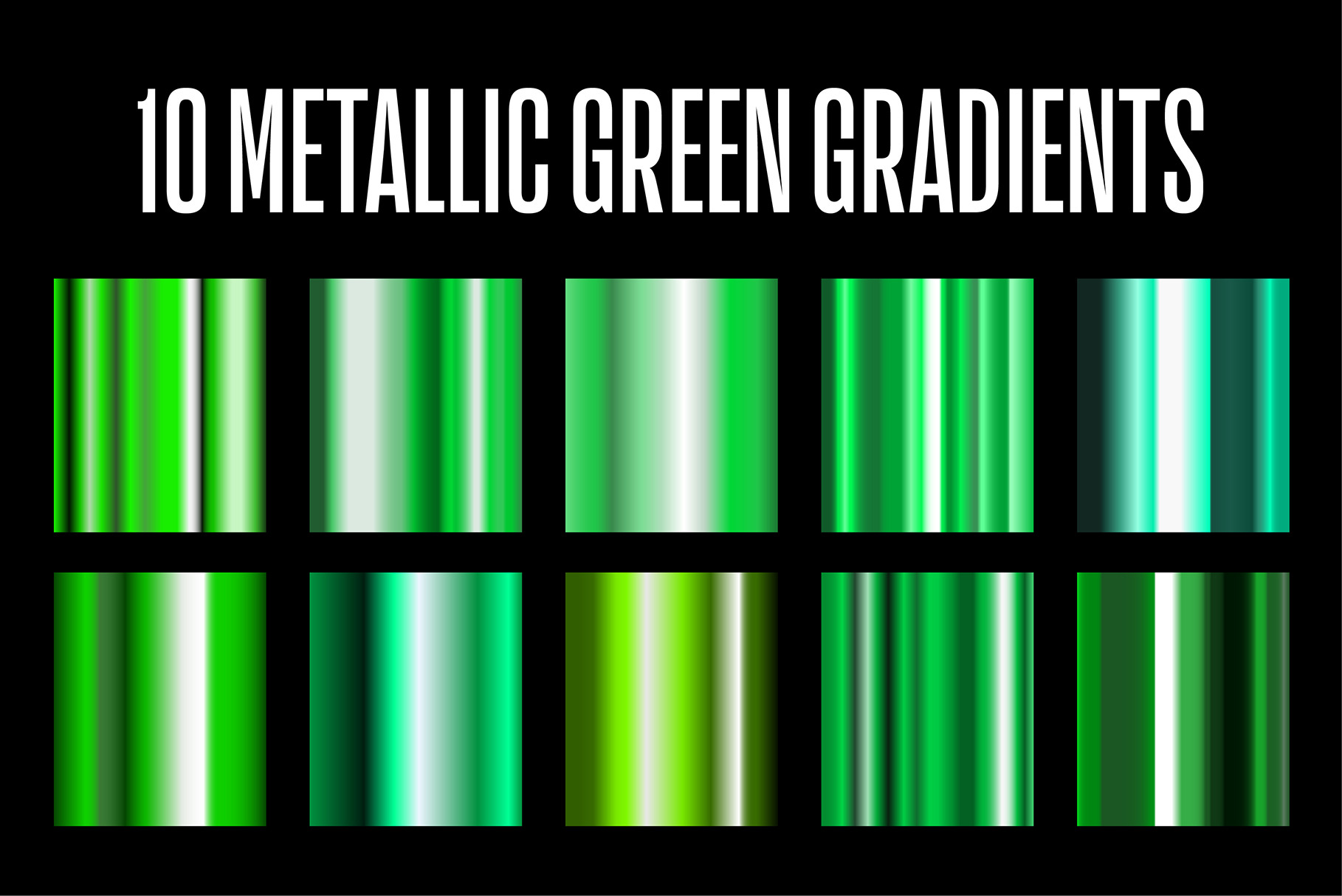 10 Metallic Green Gradients .AI, a Gradient Add-On by P-G-H | Creative ...