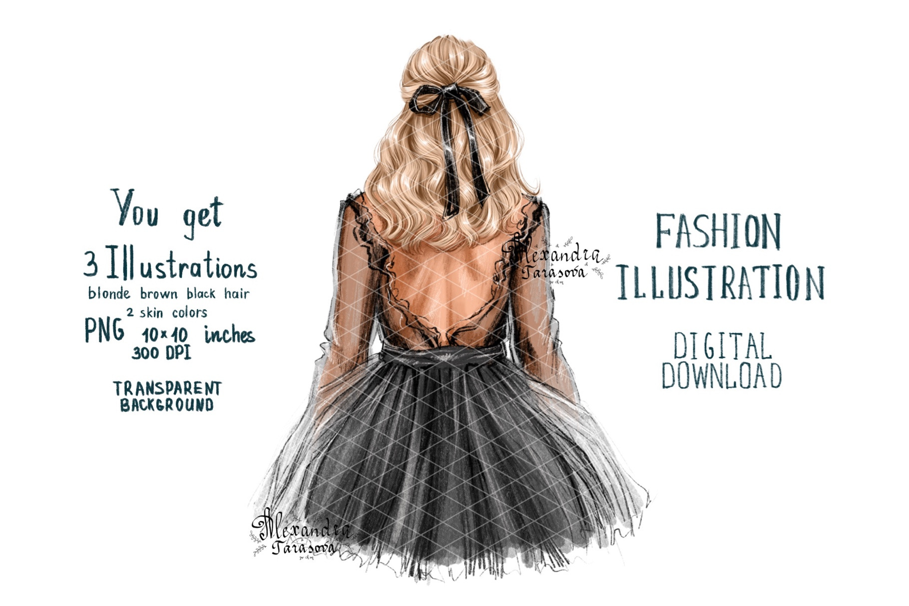 Digital Painting Girl Black Dress, an Illustration by BigArtLab