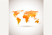 Low poly orange vector world map., a Wallpaper Graphic by Shanvood