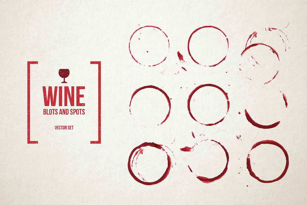 Red Wine Stains Vector Set, a Texture Graphic by Elena Paletskaya