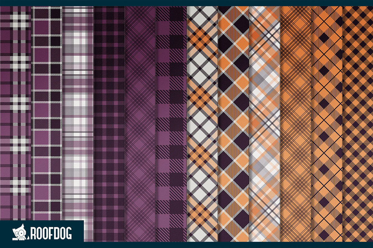 Halloween plaid digital paper, a Pattern Graphic by Roofdog Design ...