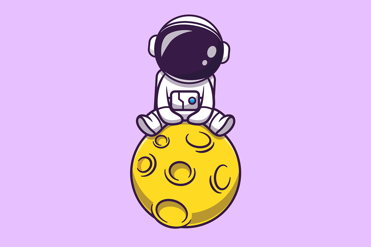 Cute Astronaut Sitting On Moon, a Technology Illustration by Catalyst Labs