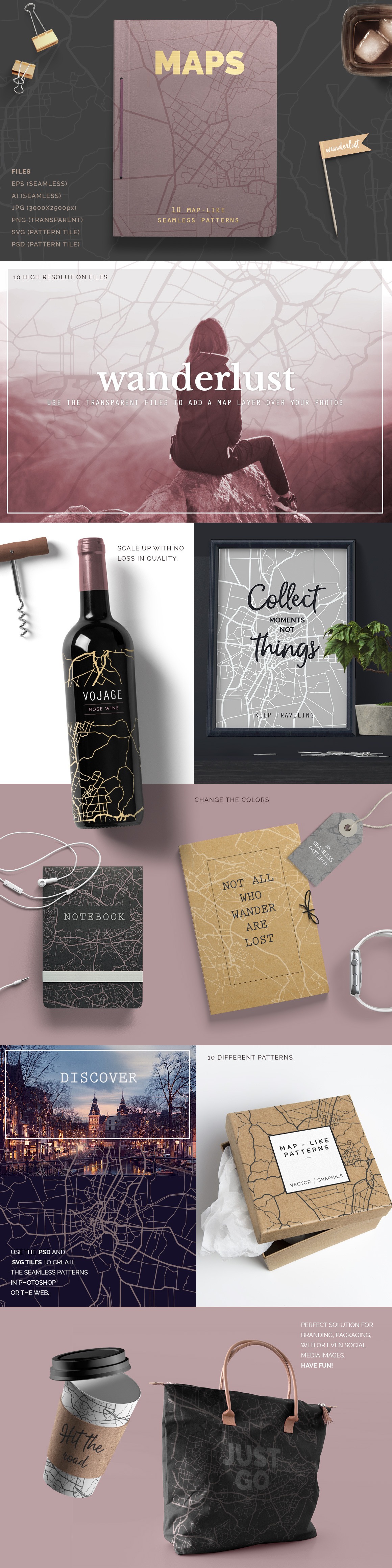 Map Seamless Vector Patterns, a Pattern Graphic by Youandigraphics