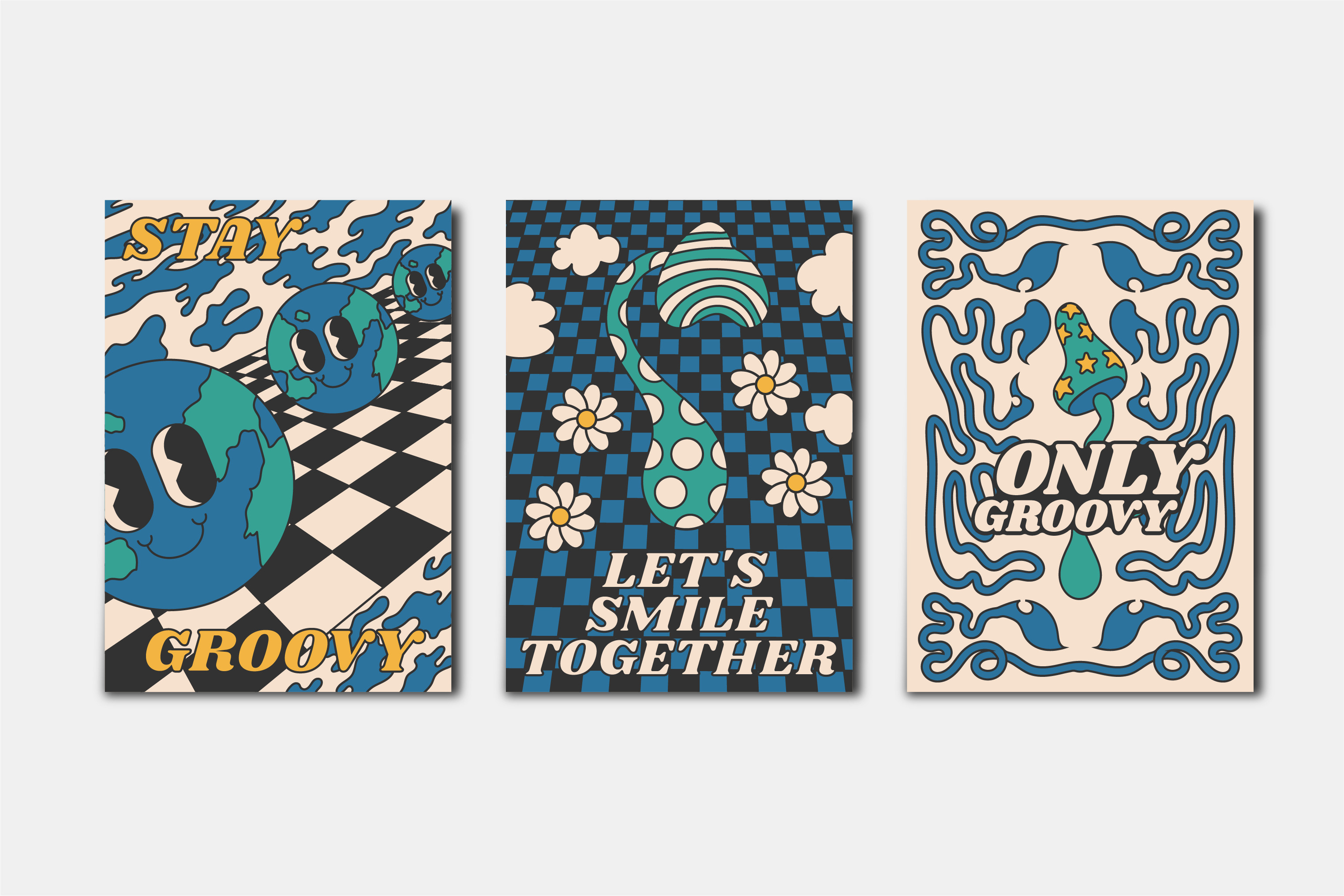 RETRO GROOVY POSTERS 90S, a Decorative Illustration by BonkiStudio