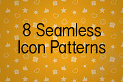 8 Seamless Icon Patterns, a Pattern Graphic by Medialoot