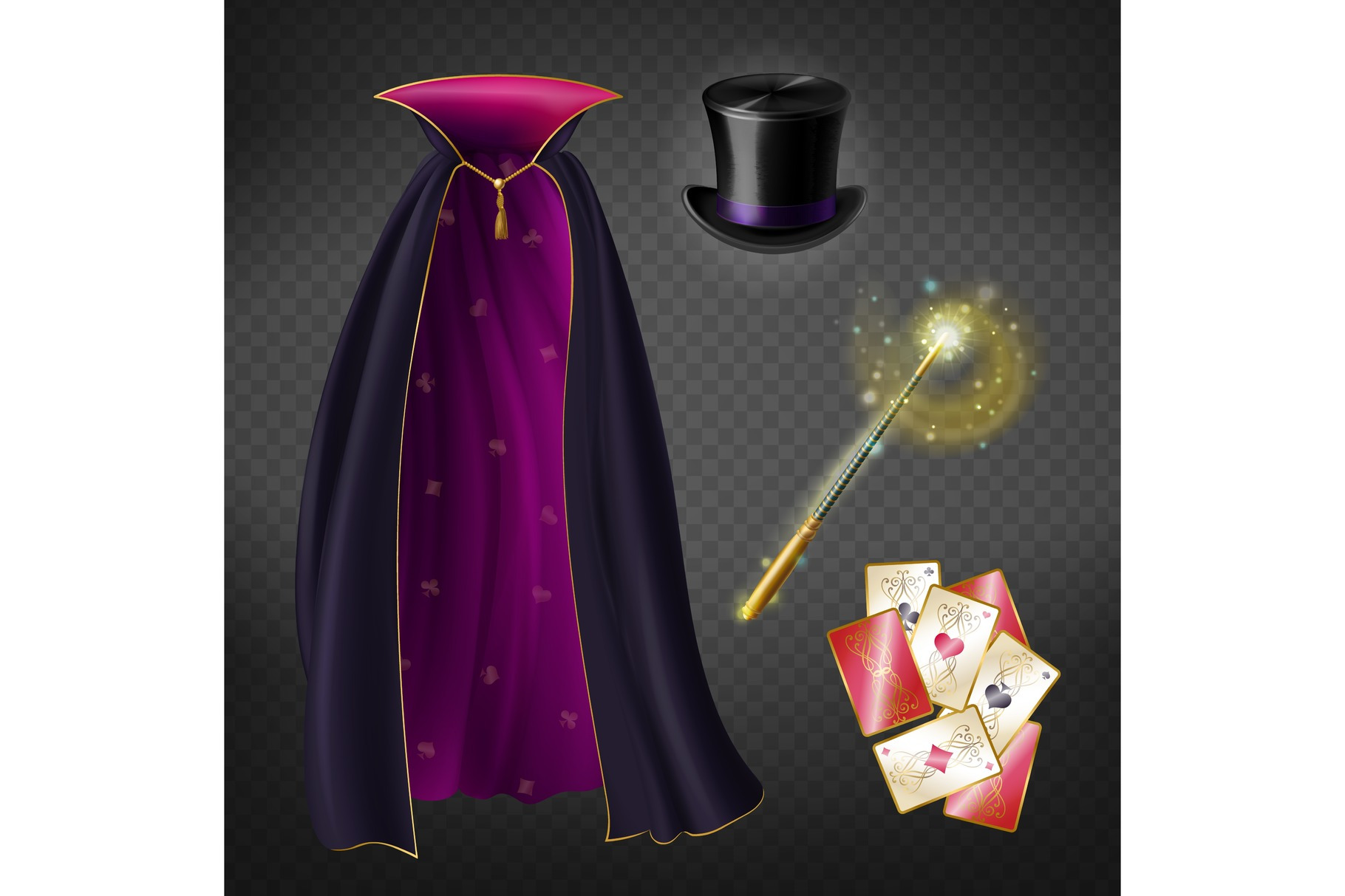 Vector set with illusionist | Graphic Objects ~ Creative Market