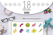 Germs icon set, flat style, an Icon by Ylivdesign