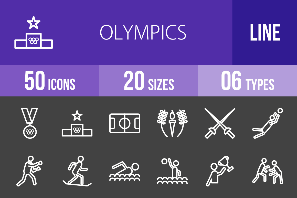 50 Olympics Line Inverted Icons, an Outline Icon by IconBunny
