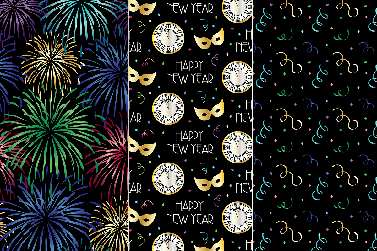 Seamless New Year's Eve Patterns, a Pattern Graphic by Melissa Held Designs