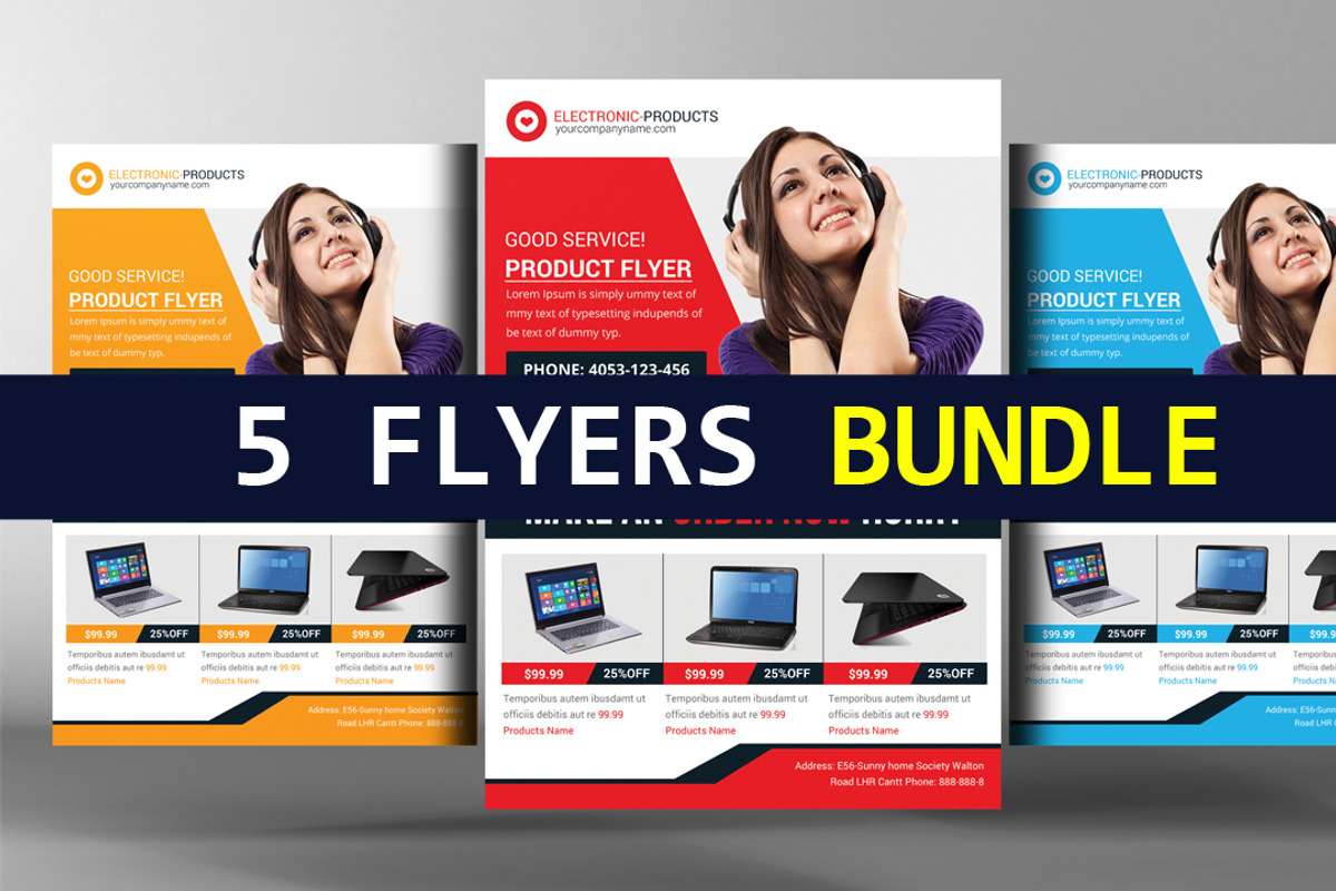 5 Product Promotion Flyers Bundle, a Flyer Template by graphicforest