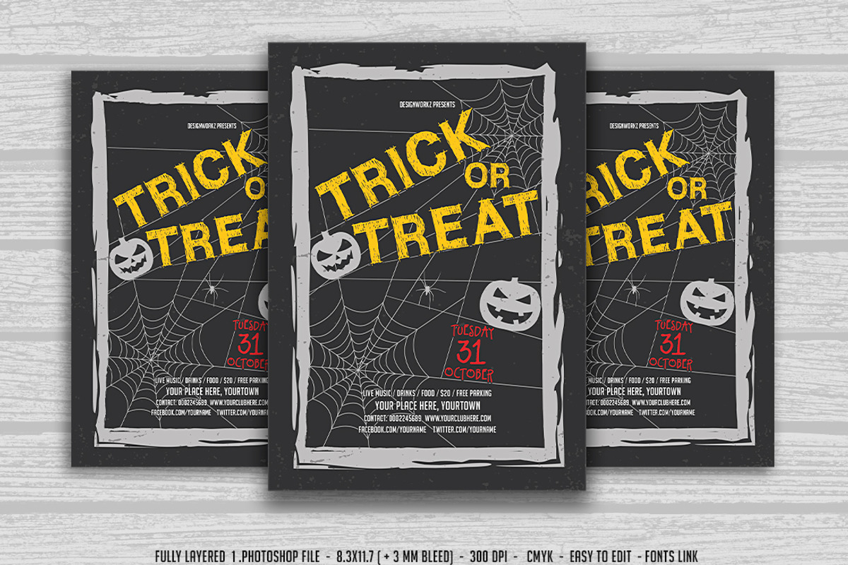 Trick or Treat Flyer, a Flyer Template by DesignWorkz