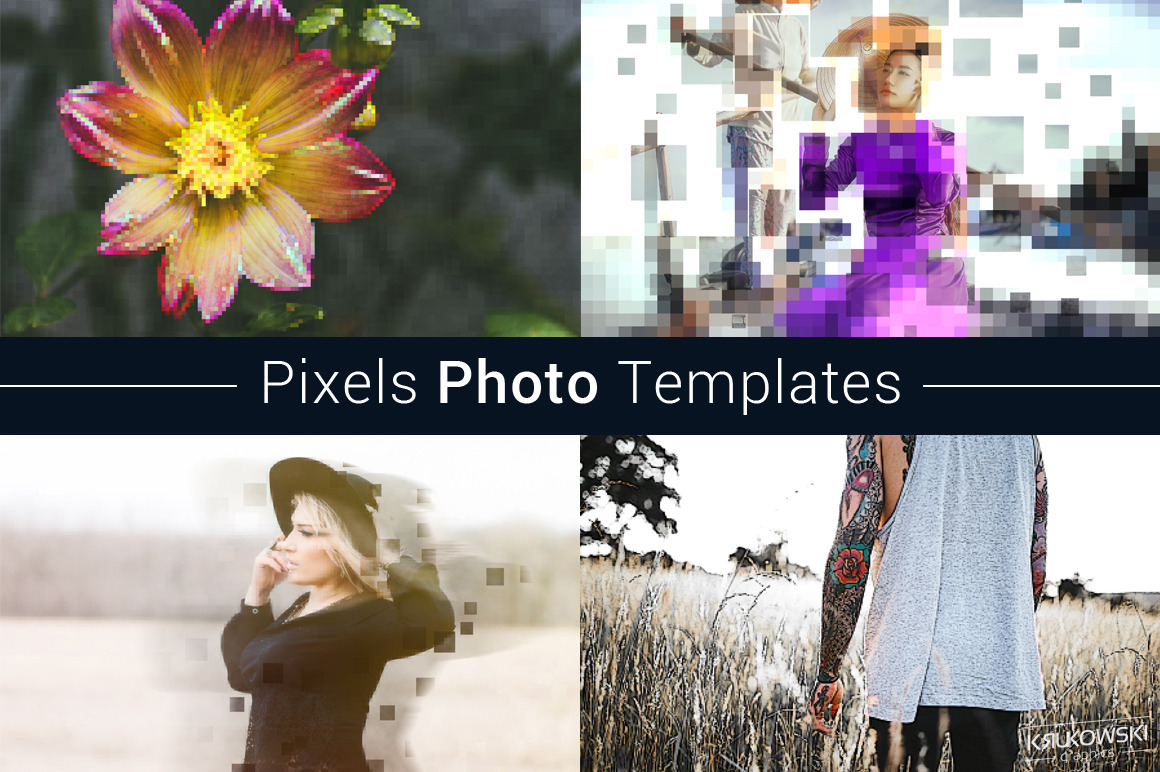 Pixels Photo Template, a Brushes & More by Krukowski Graphics