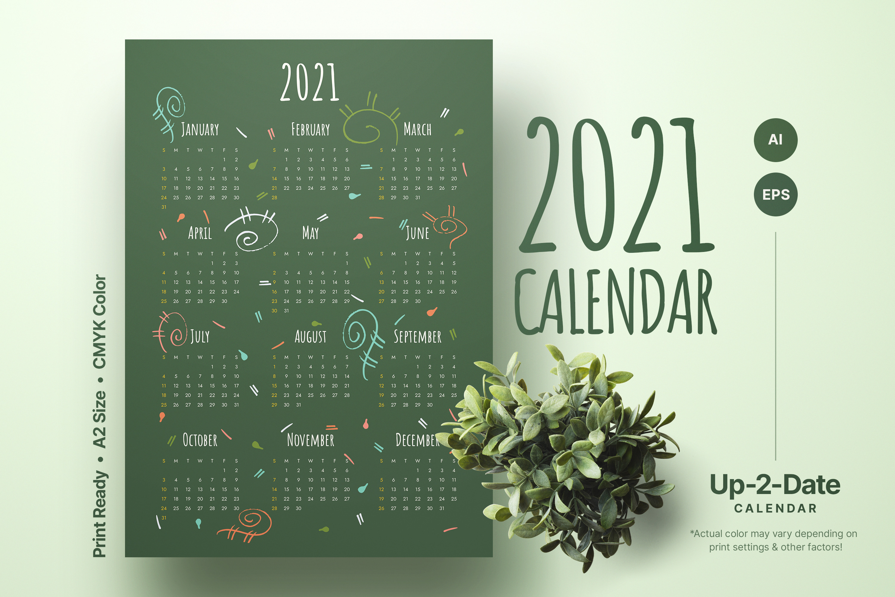 Hello Calendar 2021, a Stationery Template by Vackground