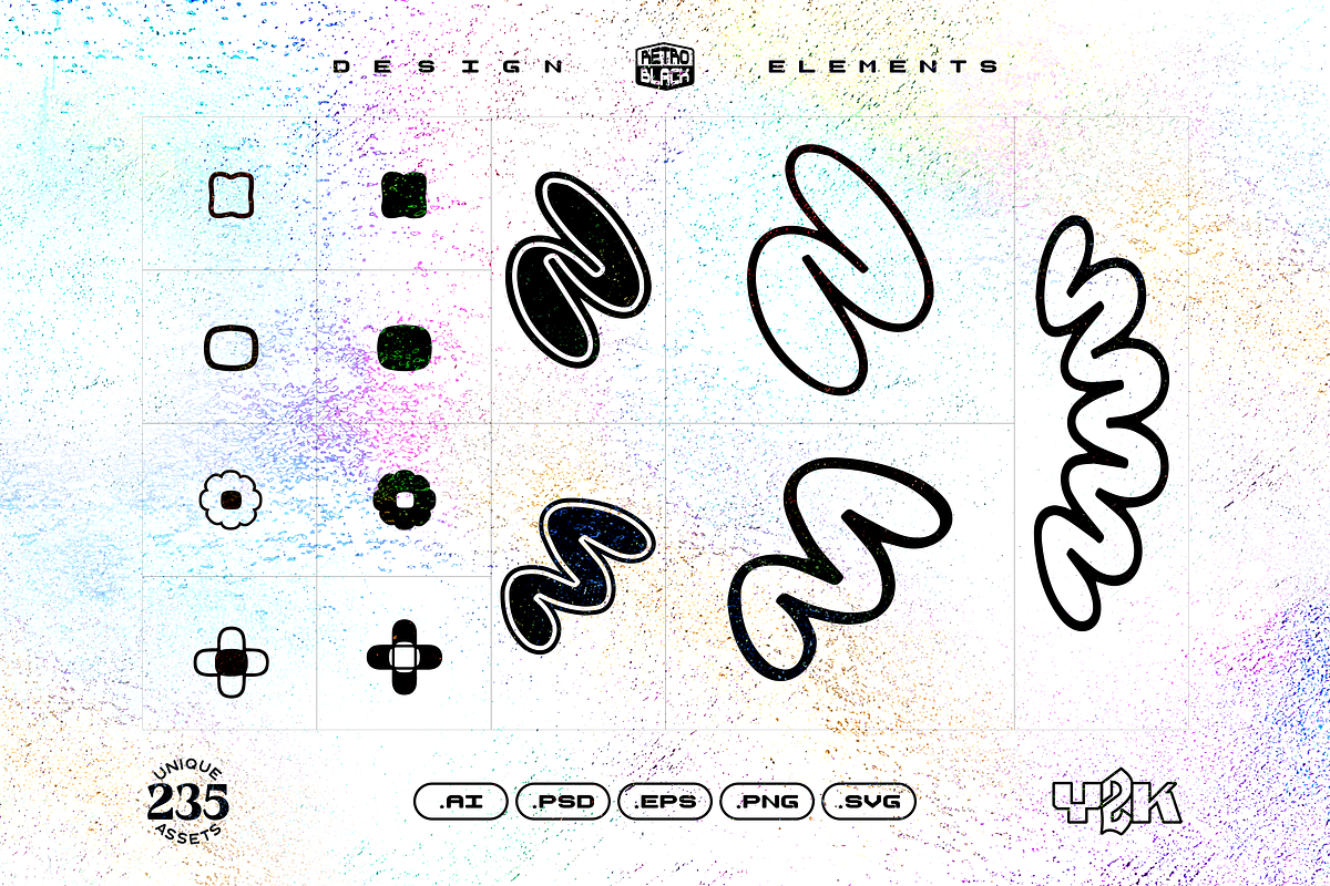 235 Y2K Shapes, Icons & Elements Pack