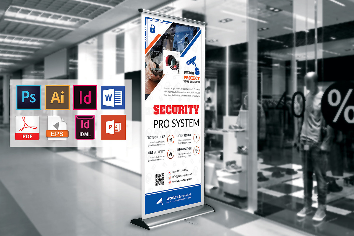 Security System Roll Up Banner V-01, a Flyer Template by Imagine Design ...