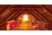 Attic interior, loft or garret room | Illustrations ~ Creative Market