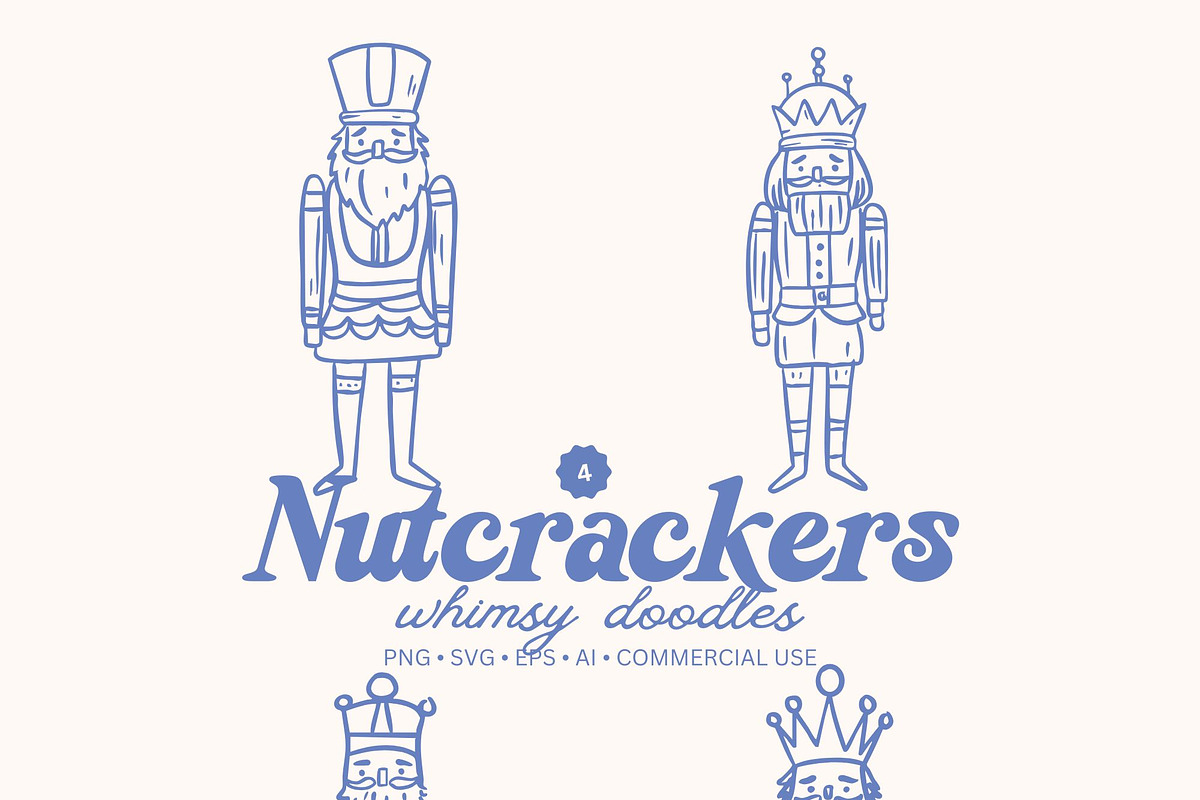 Hand Drawn Nutcrackers, a Seasonal Illustration by Hello Holly Studio