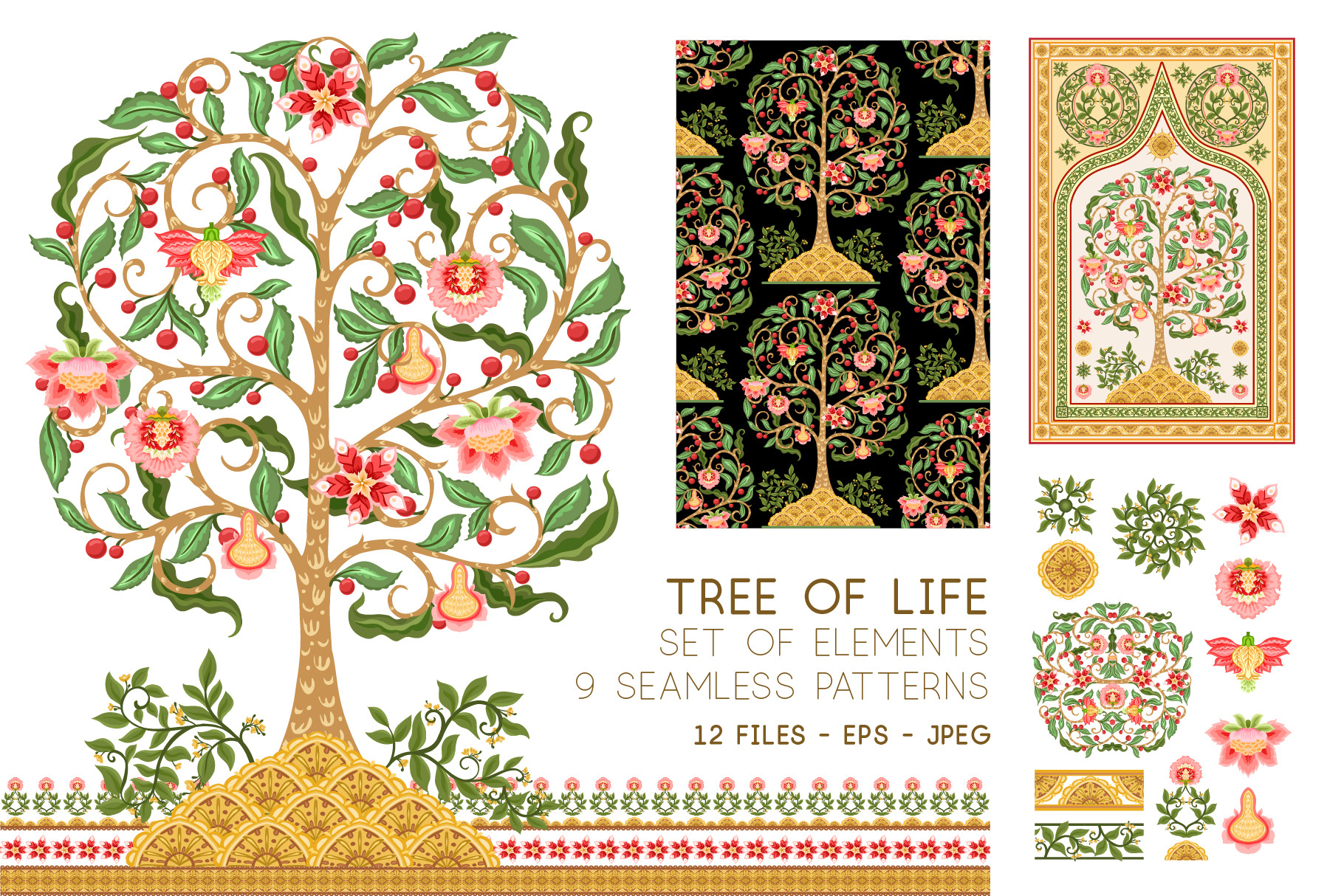 Tree of Life. Patterns and Elements., a Pattern Graphic by Elen-Lane
