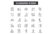 Cleaning line icons, signs set, an Illustration by urban icon