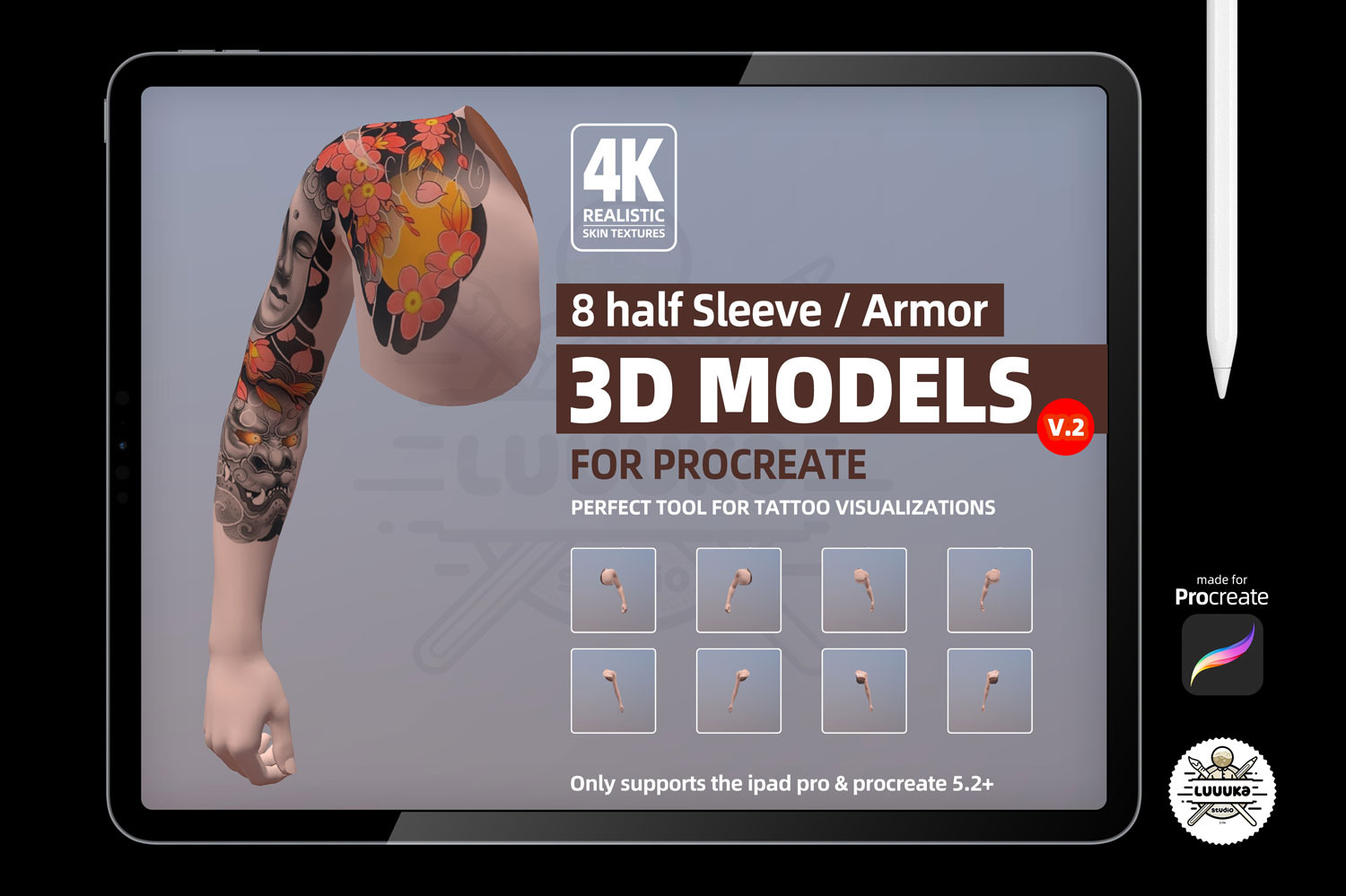 8 half Sleeve_Armor Procreate 3dModels