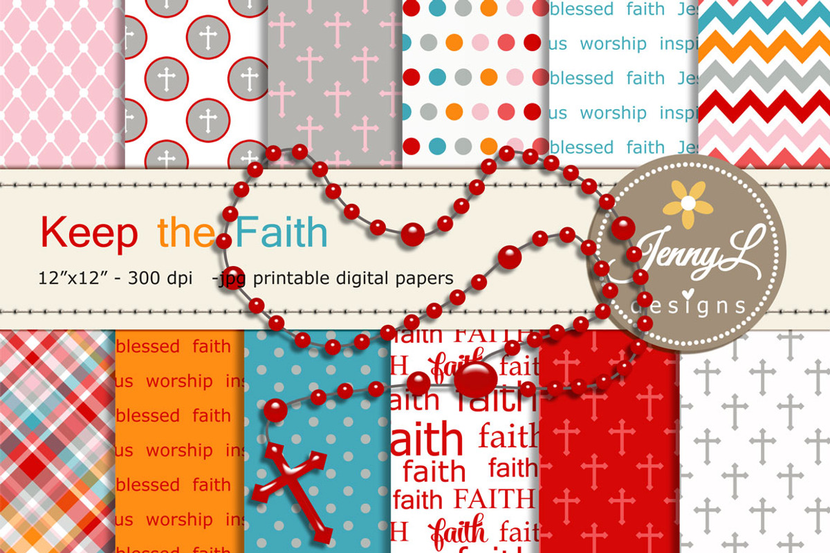 Religious Digital Paper & Clipart, a Pattern Graphic by JennyL Designs
