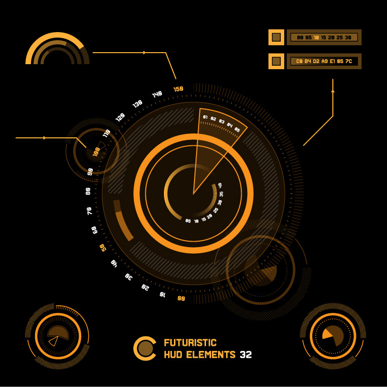 Futuristic HUD, Touch GUI Elements, an Illustration by BeOGraphic ...
