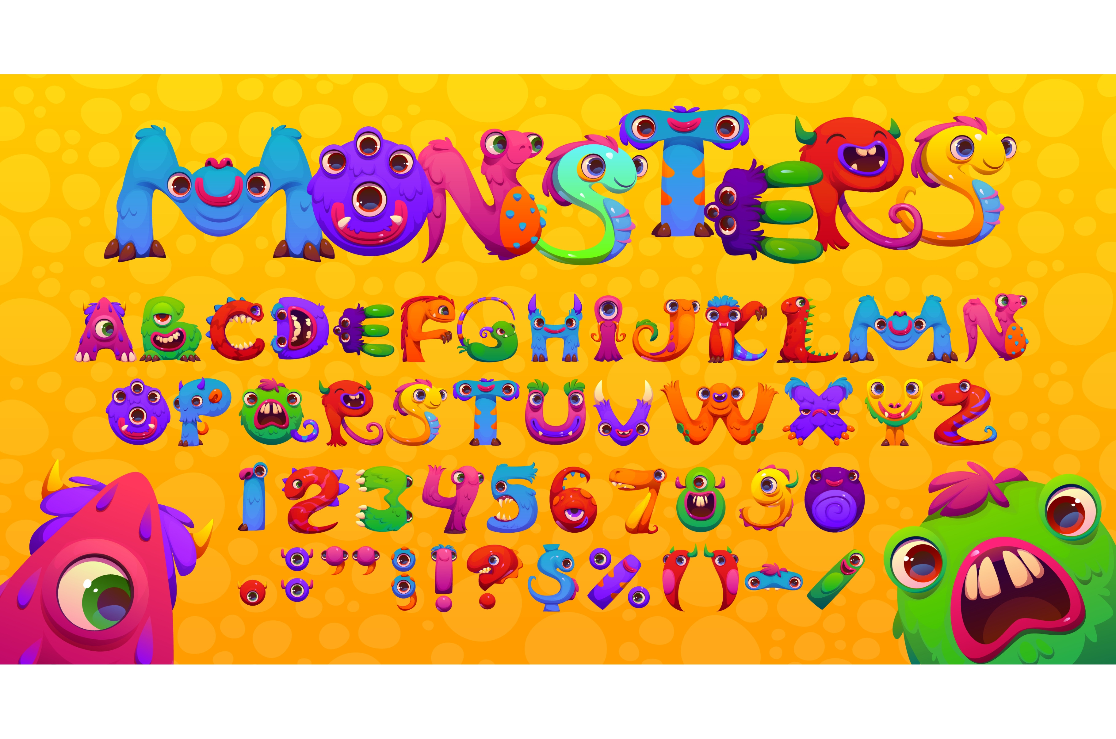 Bugaboo font, monsters, a Decorative Illustration by Vector Tradition