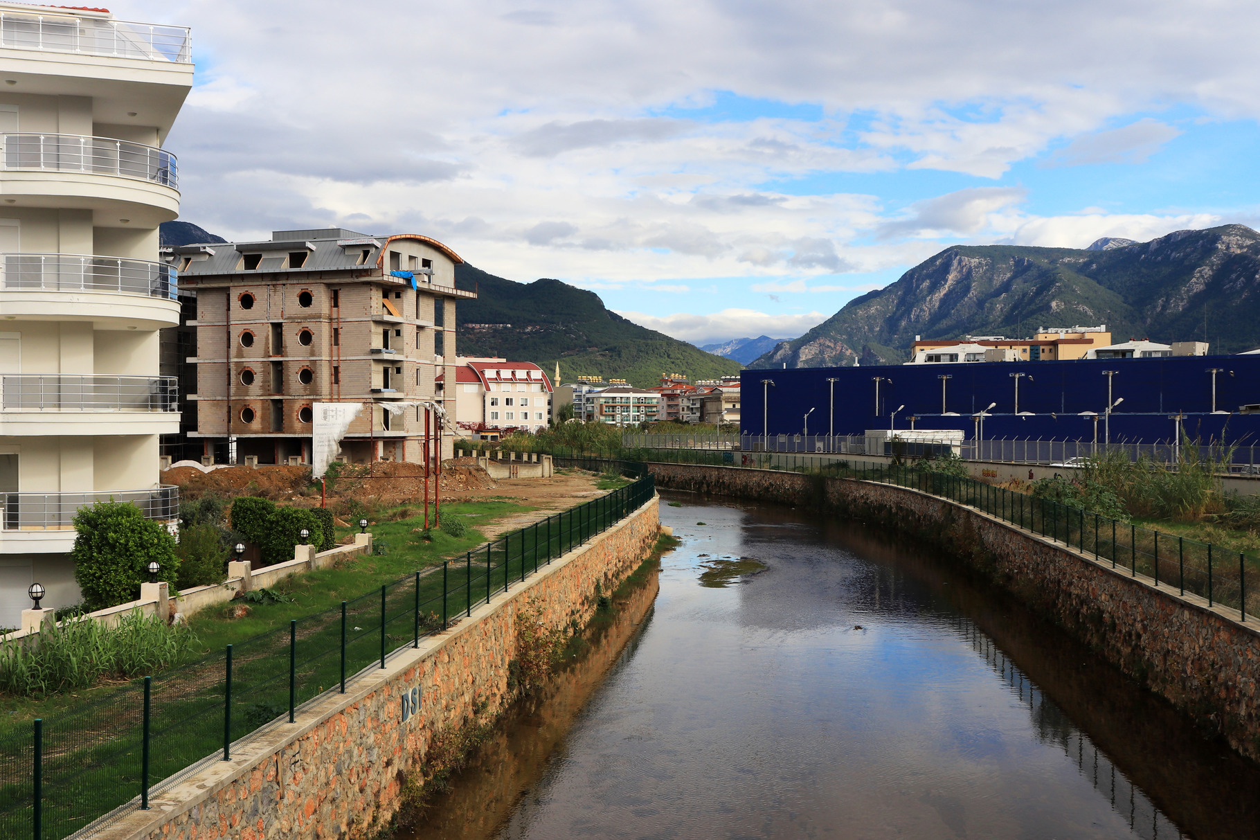 Old river canal descending from th containing architecture, city, and ...