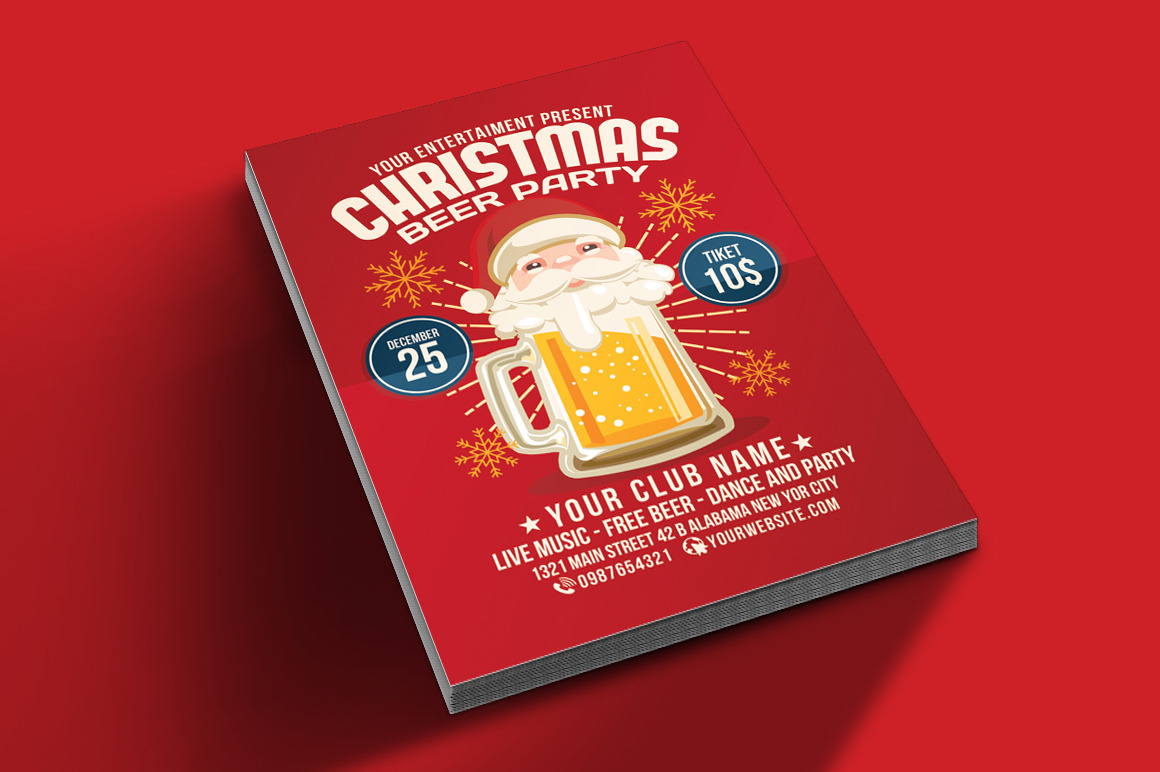 Christmas Beer Party, a Flyer Template by Muhamad Iqbal hidayat