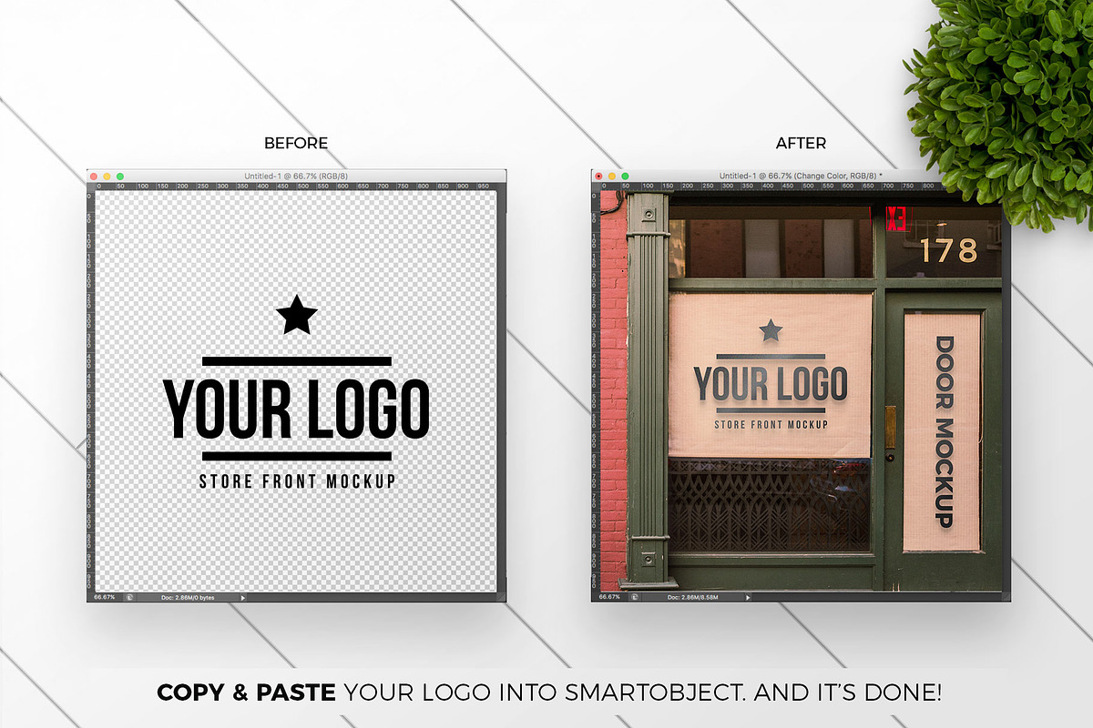 Storefront Sticker Sign Logo Mockup, a Product Mockup by Riopurba