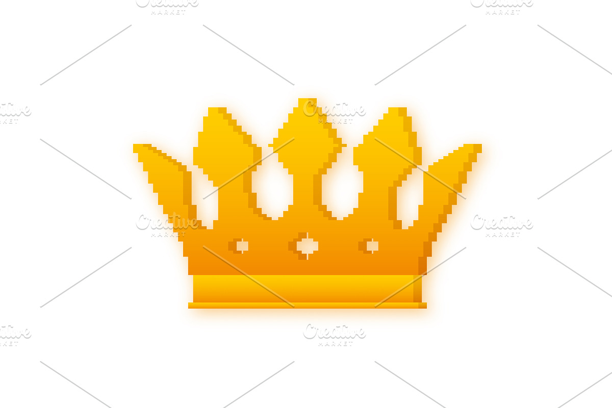 Golden crown. Pixel art icon. 8-bit, an Object Graphic by DG-Market ...
