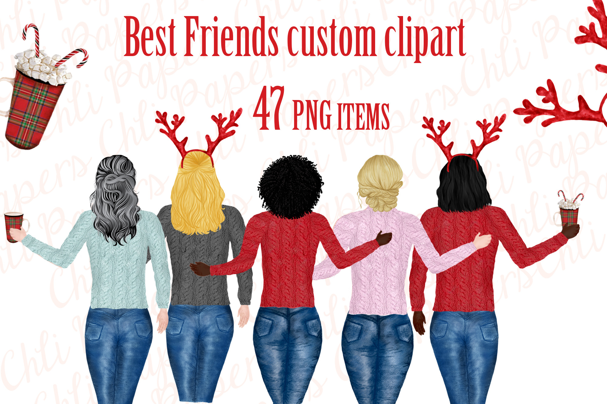 Best friend clipart,Christmas art, an Illustration by chilipapers ...