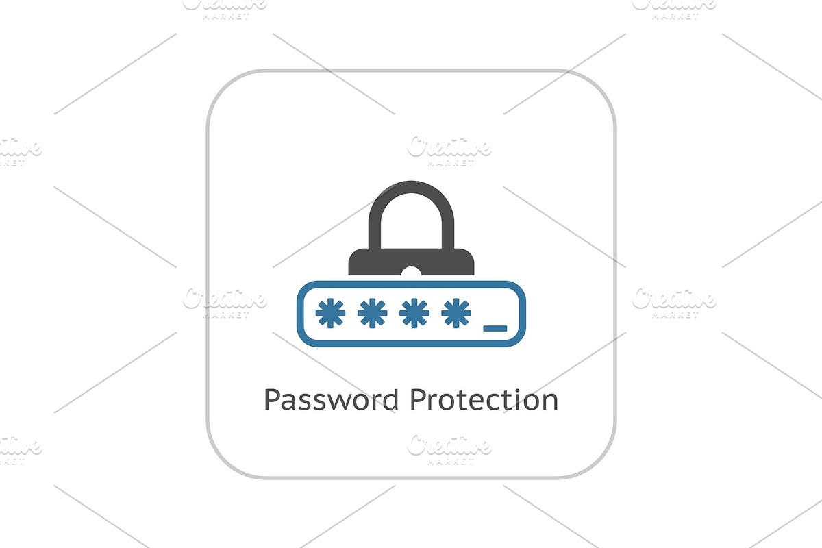 Password Protection Icon. Flat Design., a Person Illustration by ...