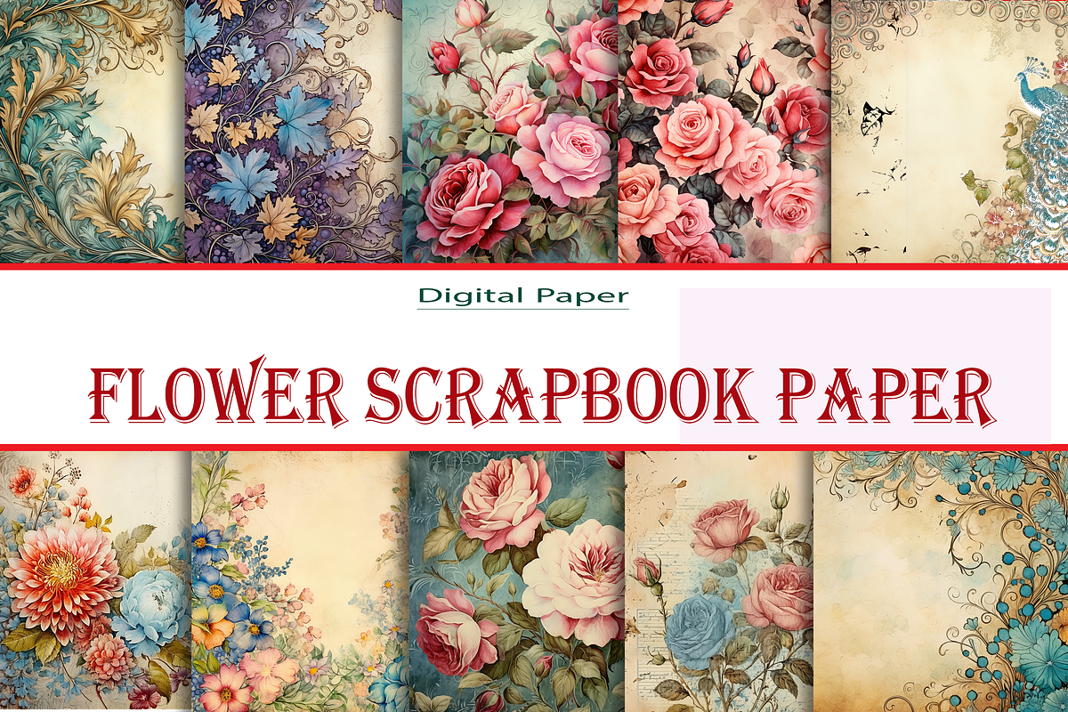 Vintage Flower Scrapbook Paper